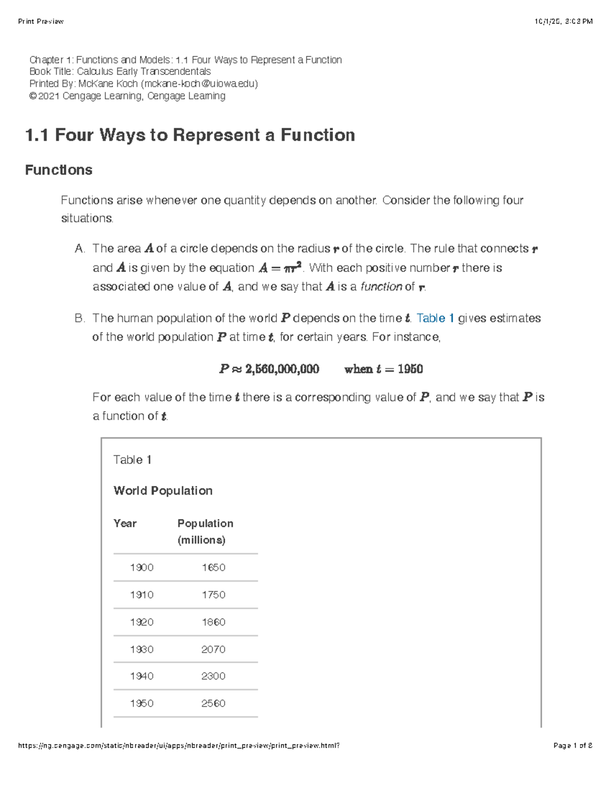 Calculus 101: Chapter 1 - Functions and Models Overview - Studocu