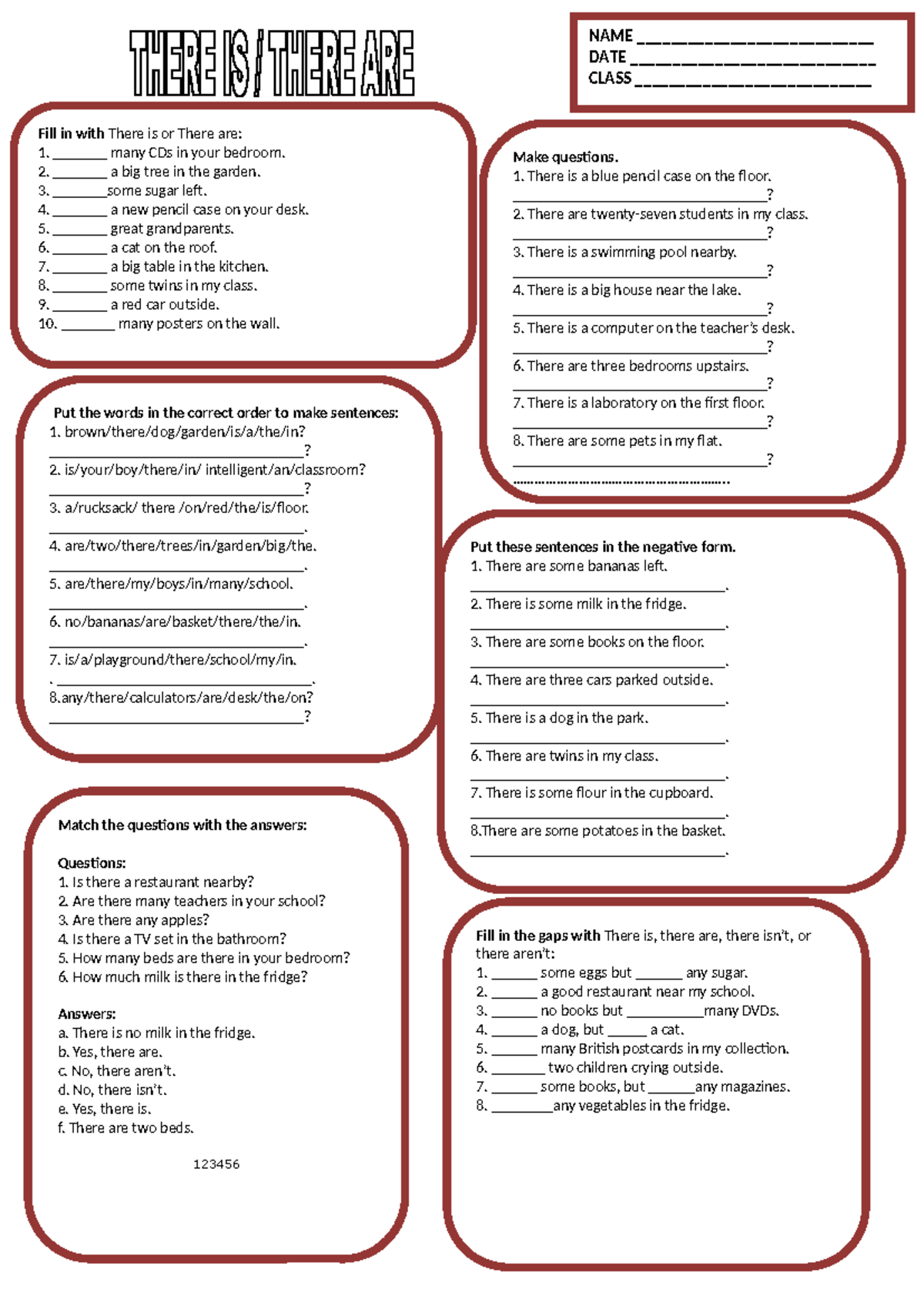 There is/There are Exercises for English Class - Studocu