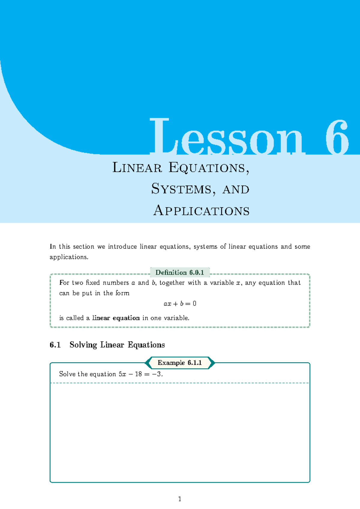 Linear Equations and Systems: Lessons, Applications, and Solutions ...