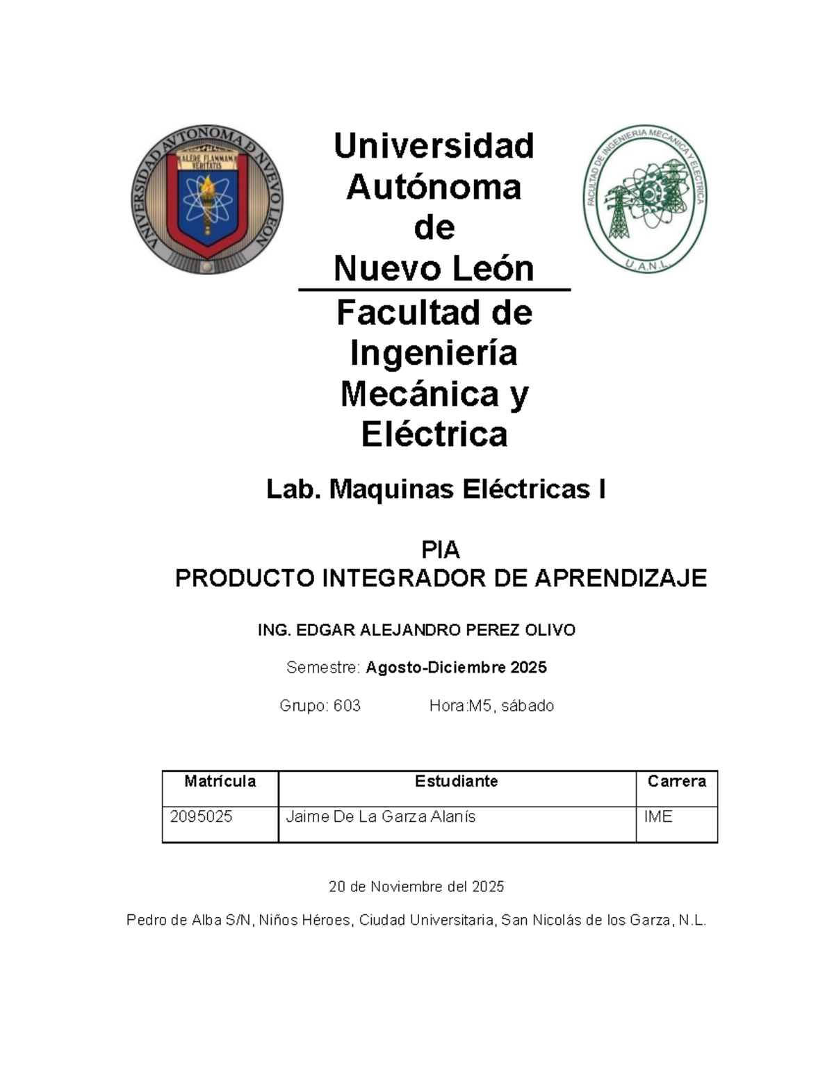 Lab. Máquinas Eléctricas I - Portadas y Prácticas (IME 2025) - Studocu