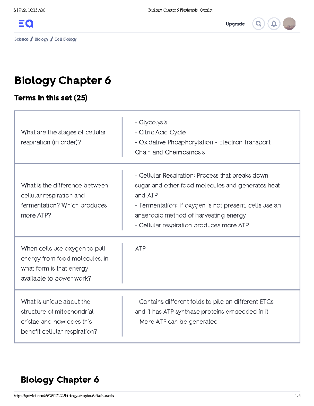 Biology Chapter 6 Flashcards Quizlet - 3/17/22, 10:13 AM Biology ...