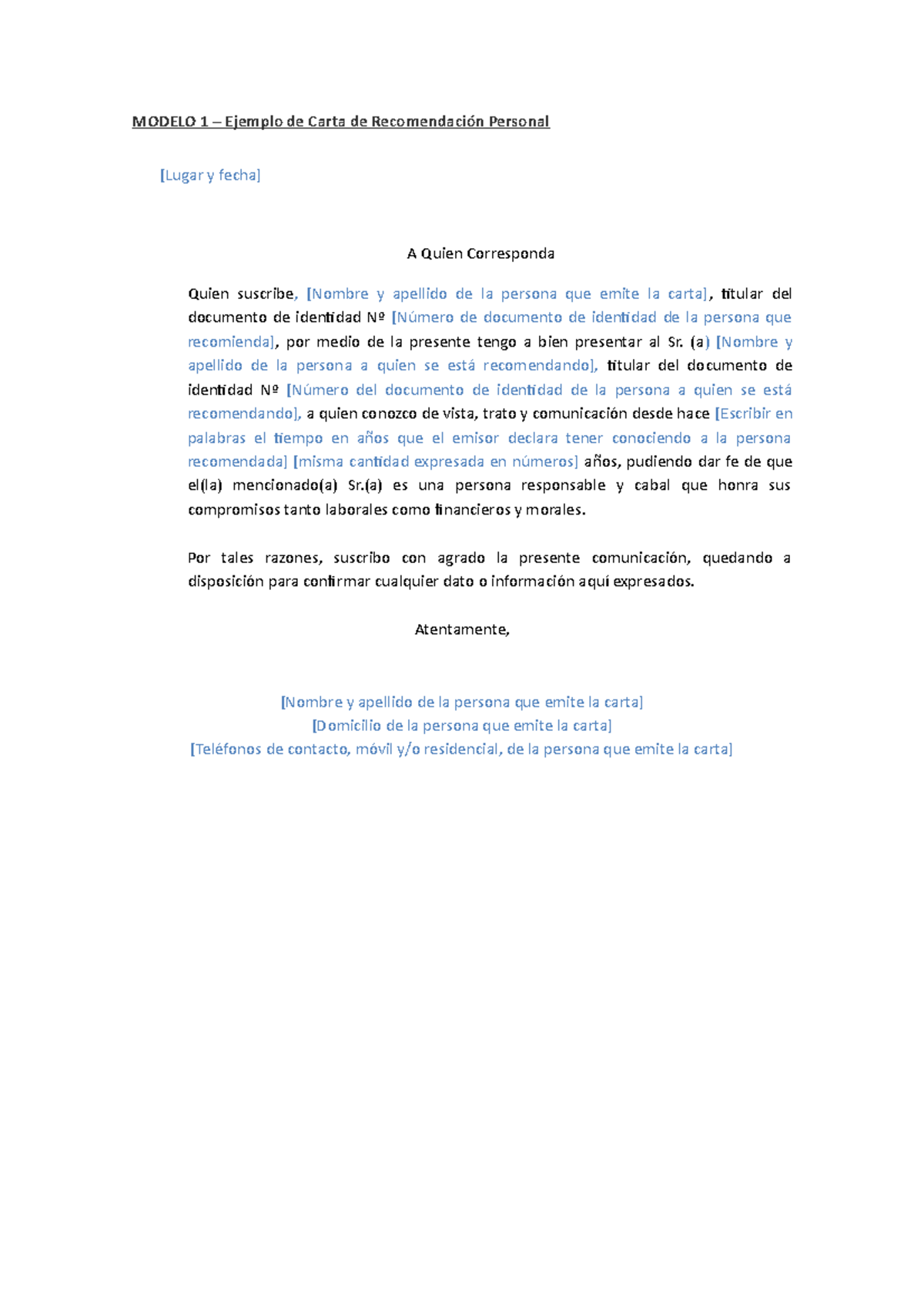 Escribir Carta De Recomendacion Personal Cómo Hacer Una Carta De