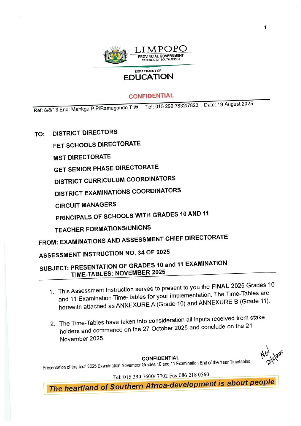 Final Exam Timetable for Grades 10 & 11 NSC - Nov 2025 - Studocu