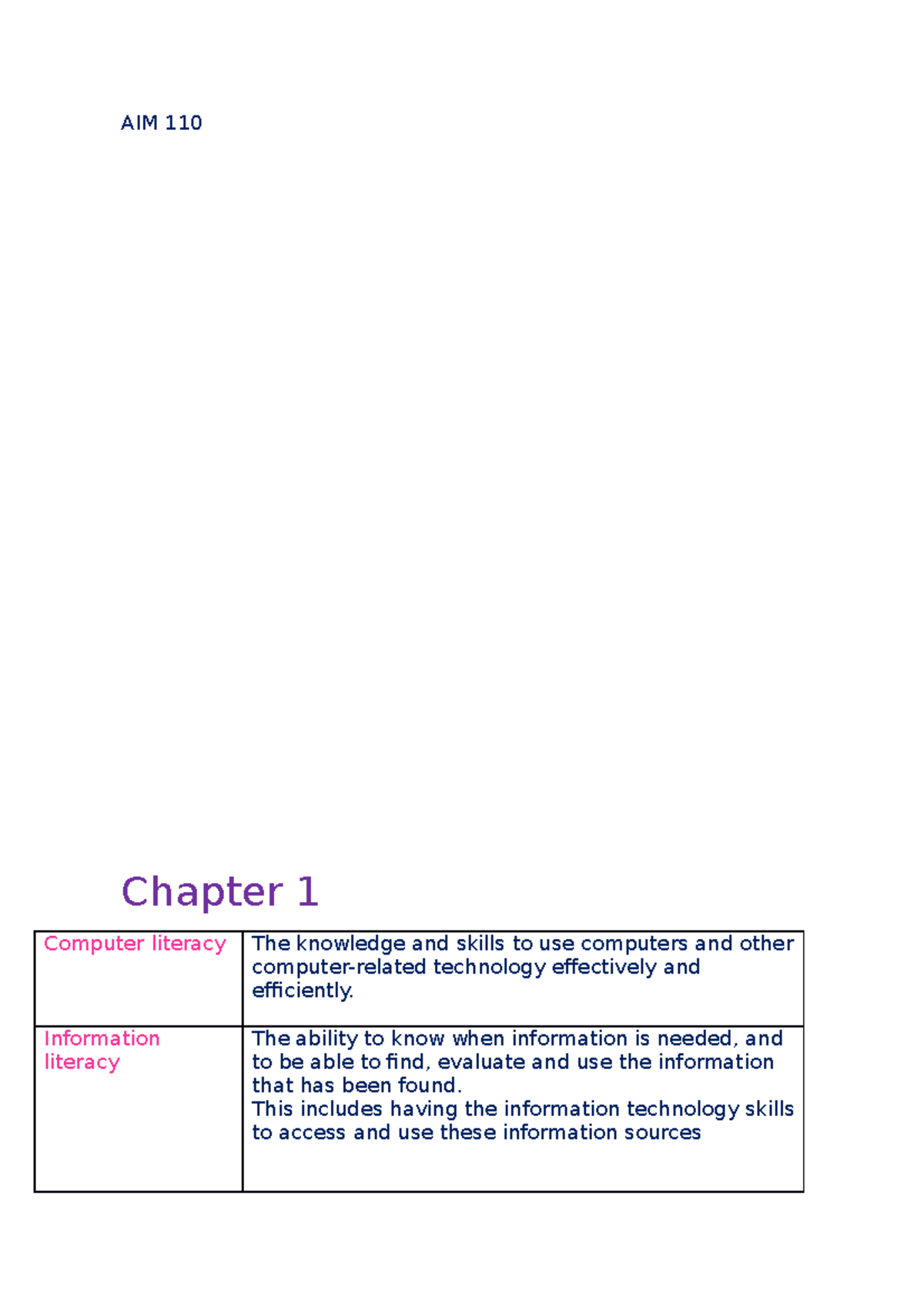 AIM 110 - Chapter 1: Understanding Information Literacy and Skills ...