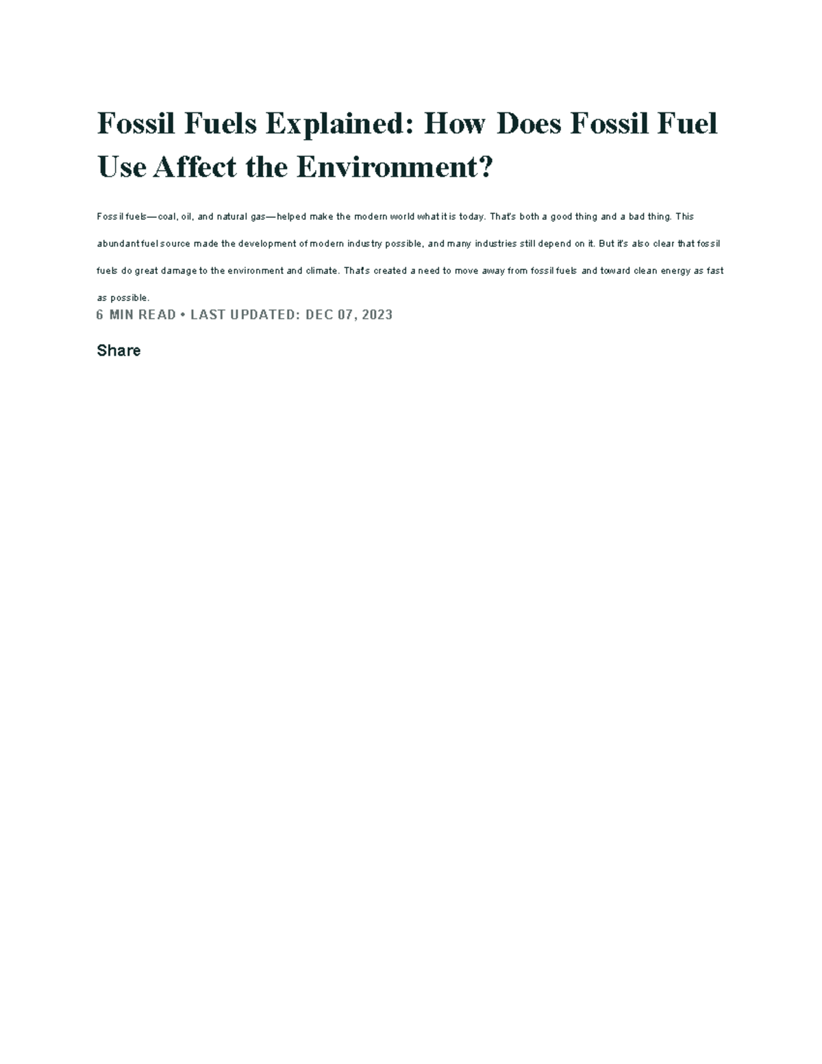 Fossil Fuels Explained: Environmental Impact and Future Alternatives ...