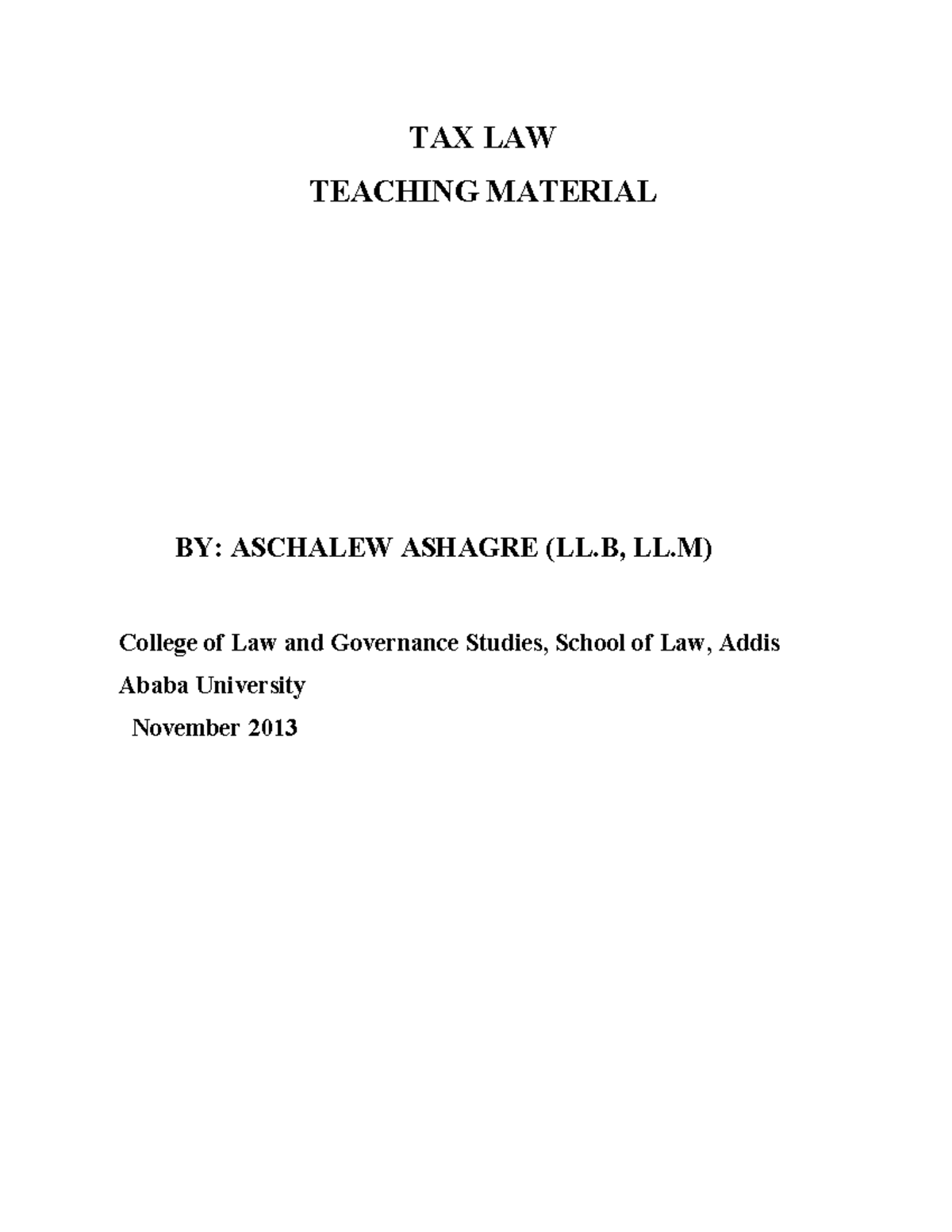 TAX LAW Lecture Notes: A Comprehensive Guide to Taxation Concepts - Studocu