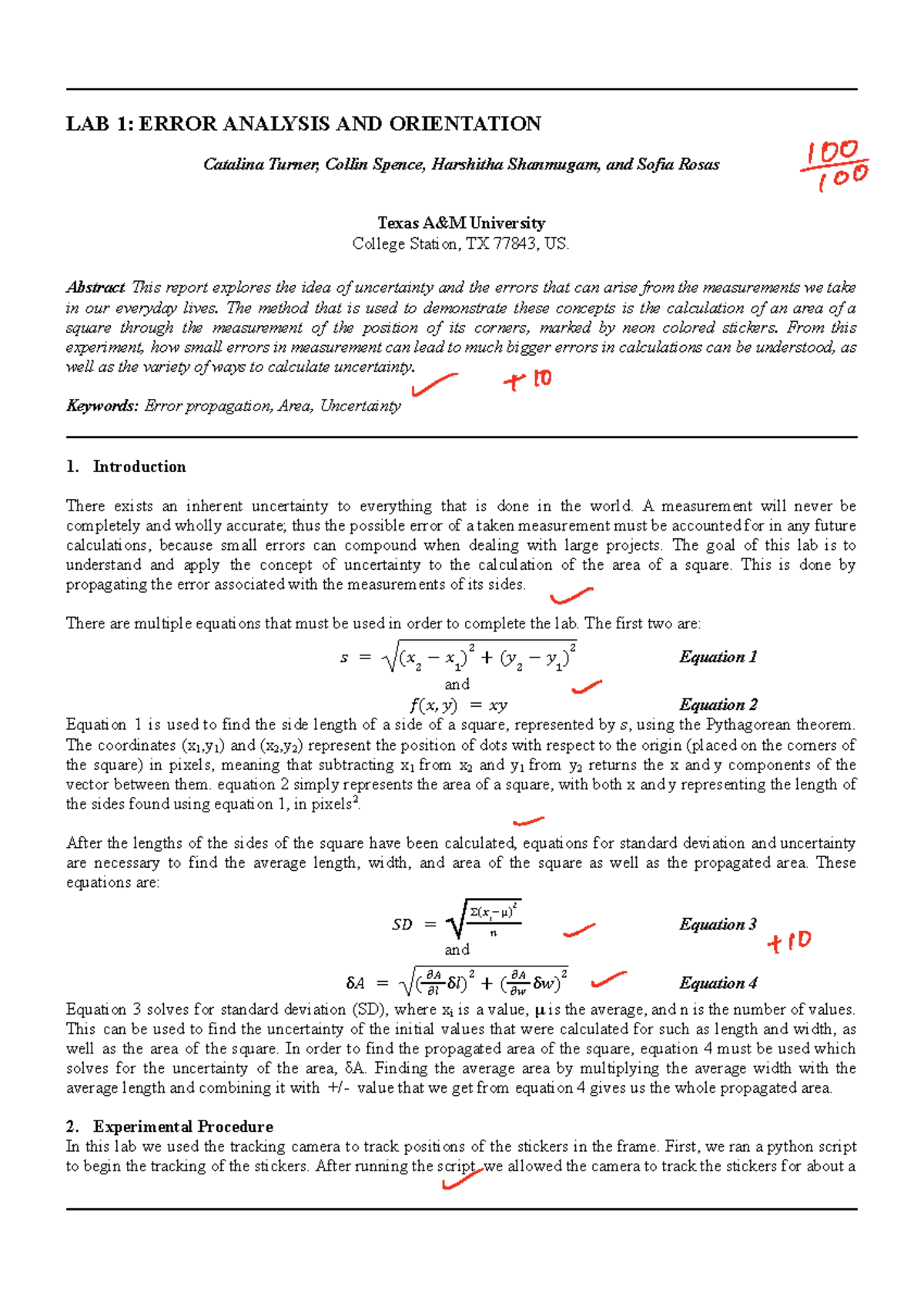 6th Lab Assignment - LAB 1 : ERROR ANALYSIS AND ORIENTATION Catalina ...
