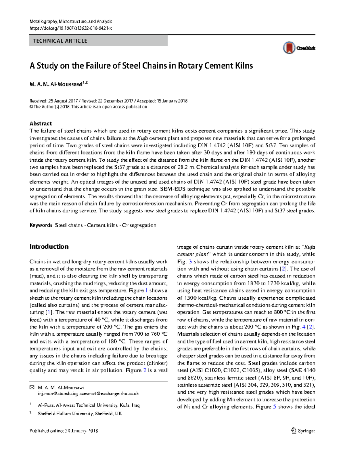 A Study on Steel Chain Failures in Rotary Cement Kilns: Analysis ...