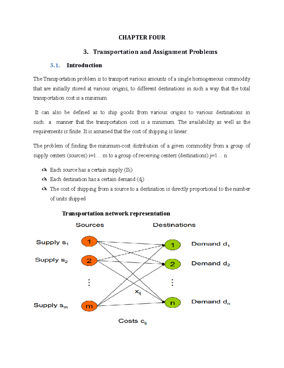 Operation research ch.4 - CHAPTER FOUR 3. Transportation and Assignment ...