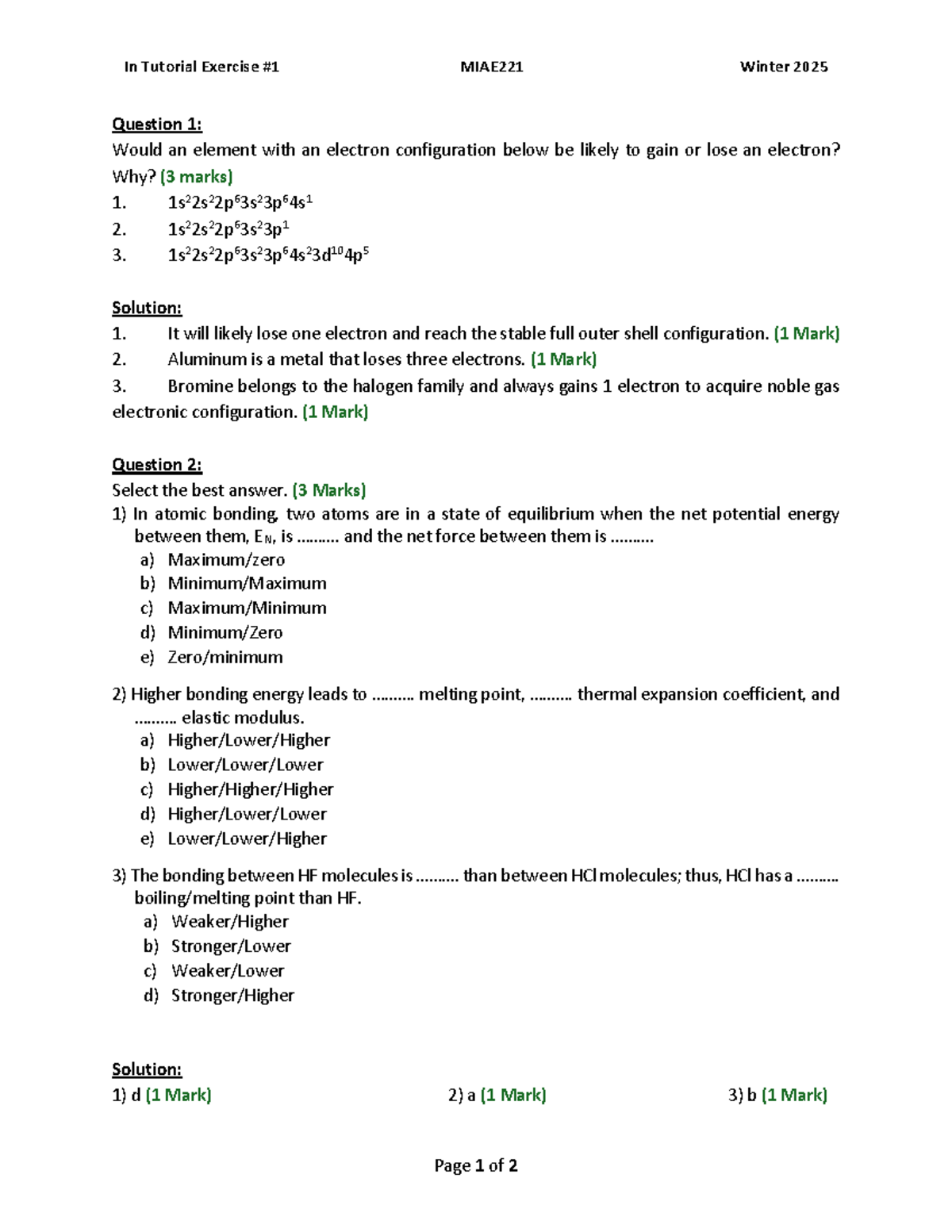 In Tutorial Exercise #1 with solutions - In Tutorial Exercise #1 ...