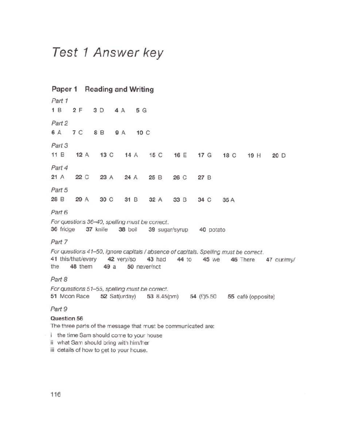 Đáp Án KET6 - Test 1, 2, 4 Reading & Writing Answer Key - Studocu