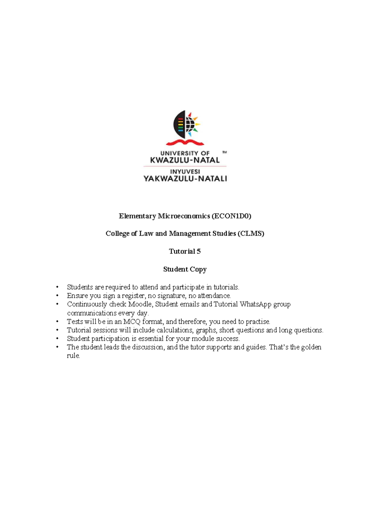 ECON1D0 Tutorial 5: Analysis of Money Growth and Inflation - Studocu