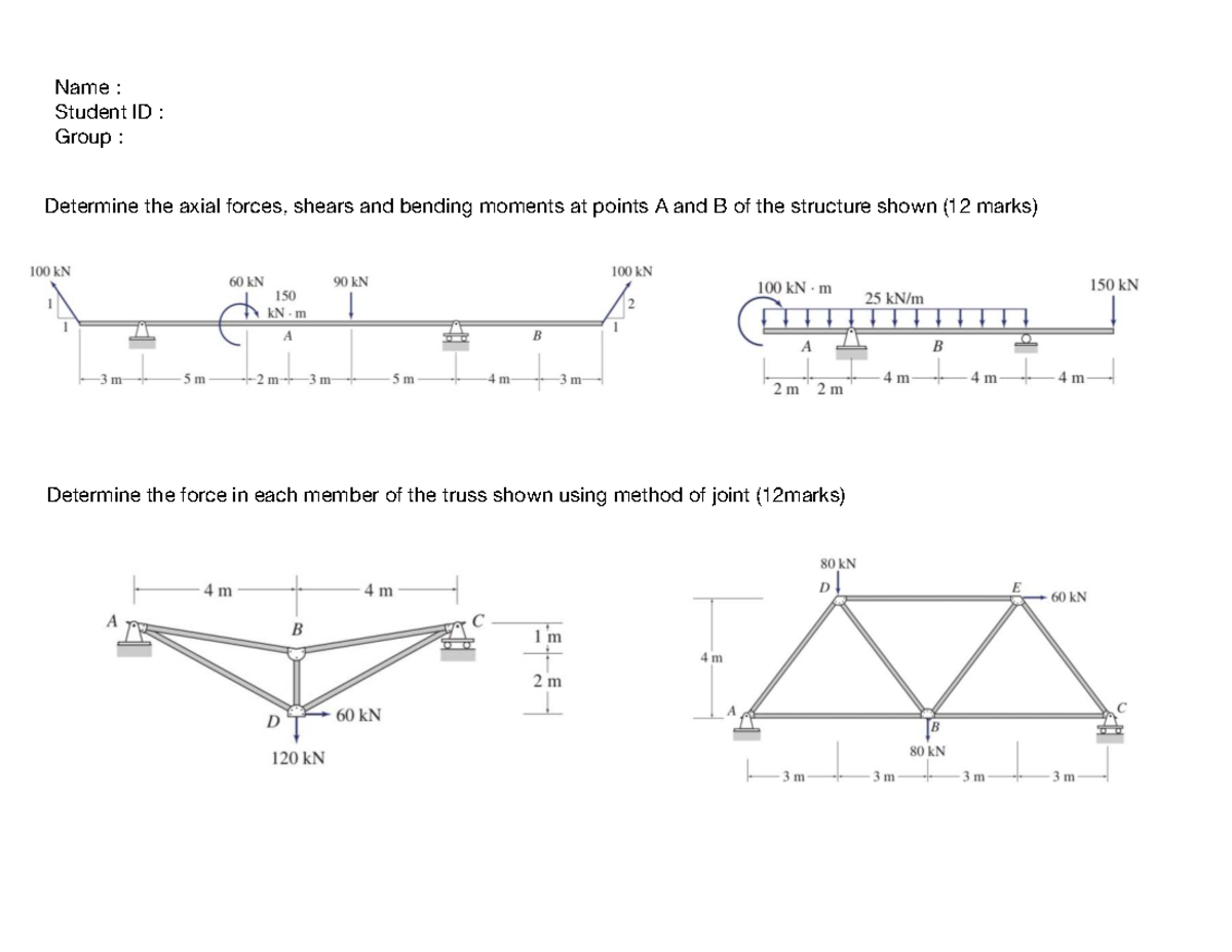 Quiz March 2025 - Quiz exercises for the subject ECS556 - Structural Analysis - Civil ...