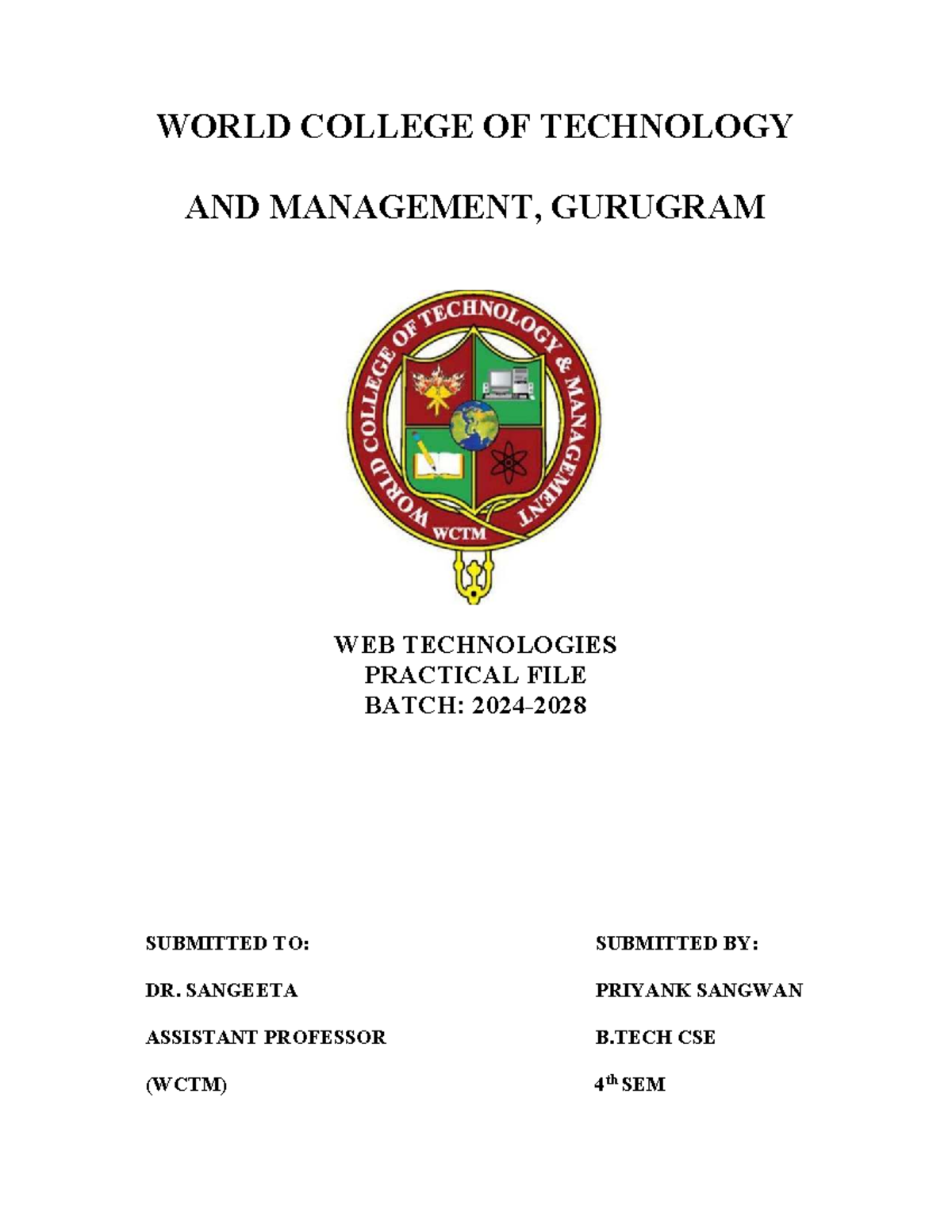 B.TECH CSE (4TH SEM) Web Technologies Practical File - Priyank Sangwan ...