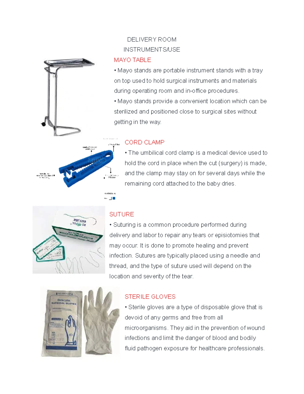 Delivery Room Instruments and Their Uses in Labor and Delivery - Studocu