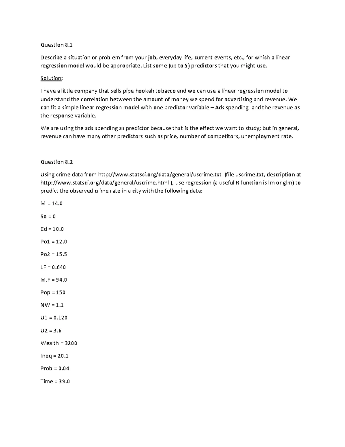 Homework 5 - Regression Techniques and Design of Experiments Analysis - Studocu