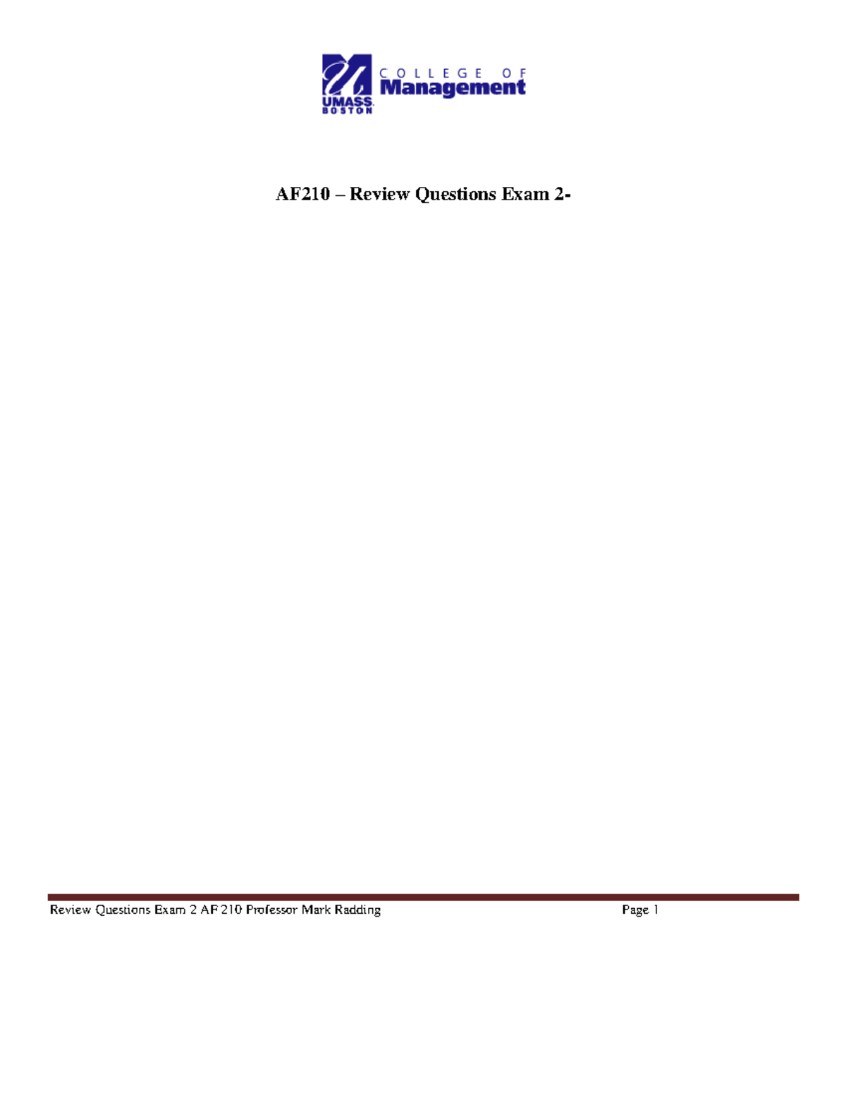 AF210 Review Questions for Final Exam 2: Adjusting Entries and More ...