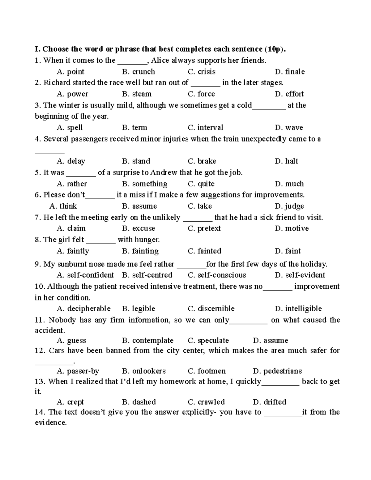 12-3 Practice Test: Vocabulary & Error Correction Exercises - Studocu