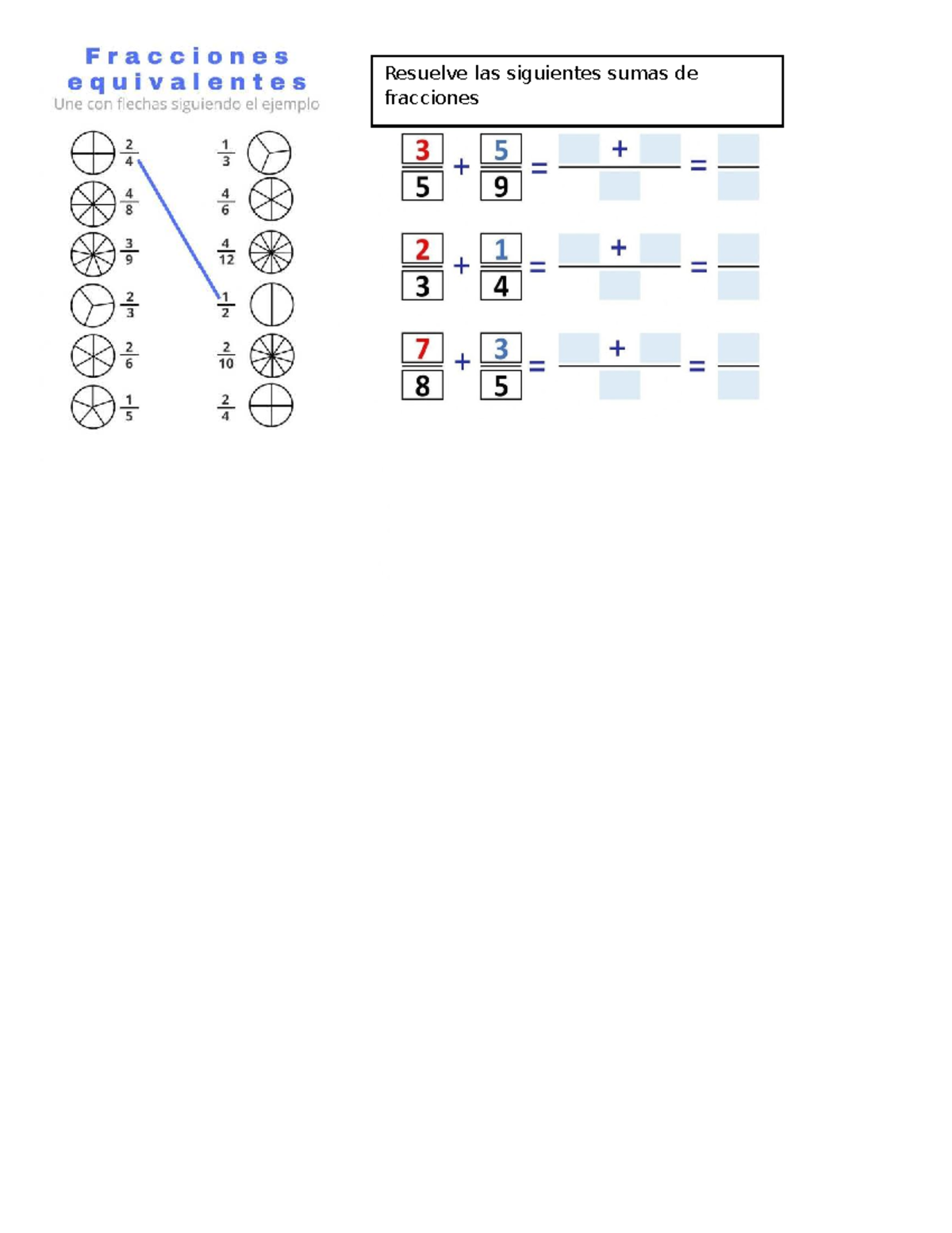Fracciones Equivalentes: Ejercicios de Sumas y Conexiones - Studocu