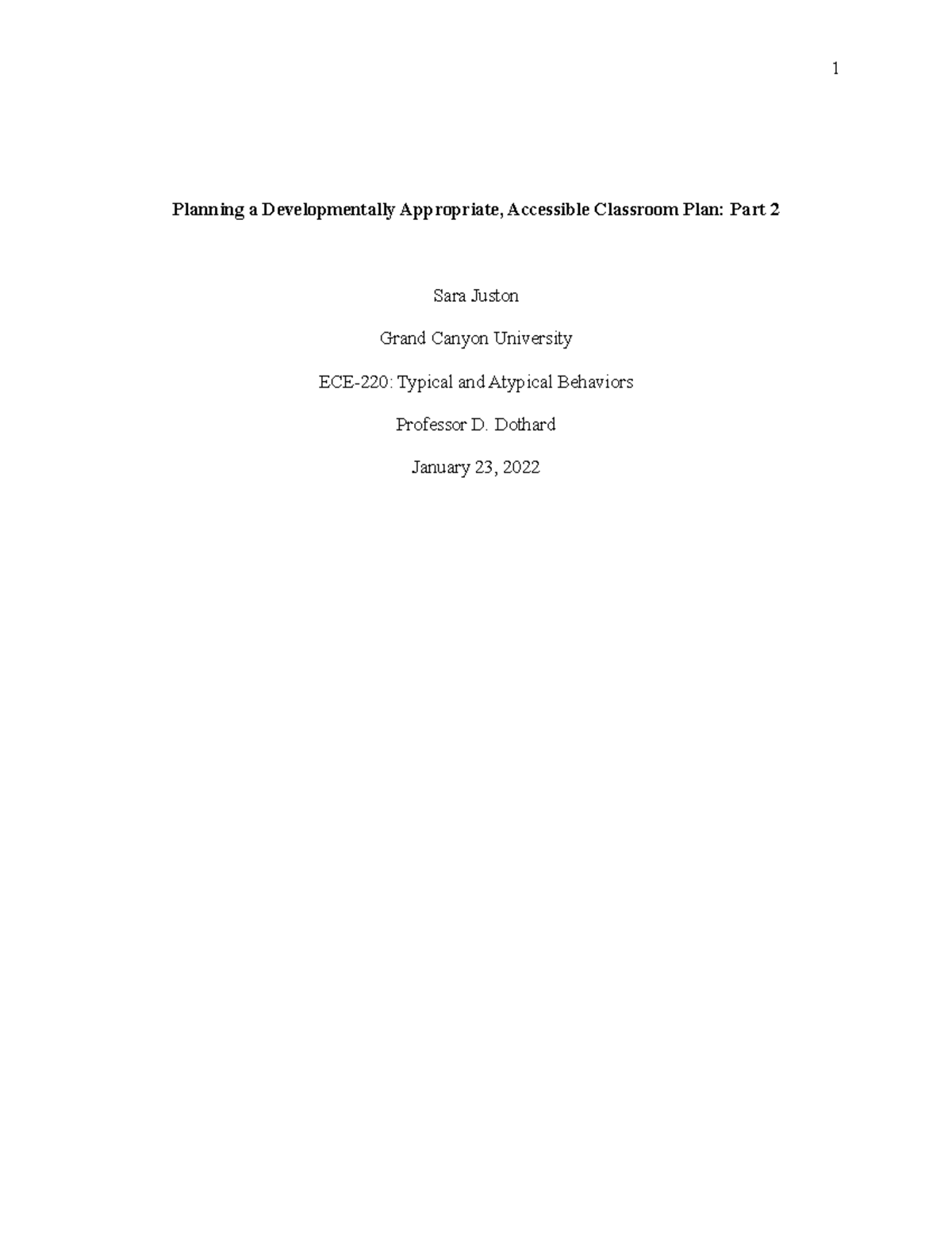 ECE 220: Accessible Classroom Plan for Pre-K Development - Studocu