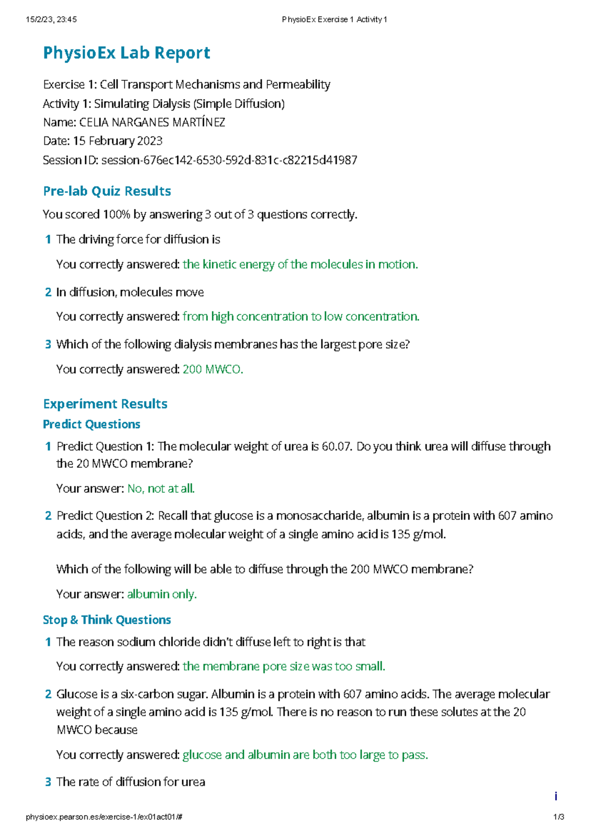1. Physio Ex Exercise 1 Activity 1 - pearson/exercise-1/ex01act01/# 1 ...