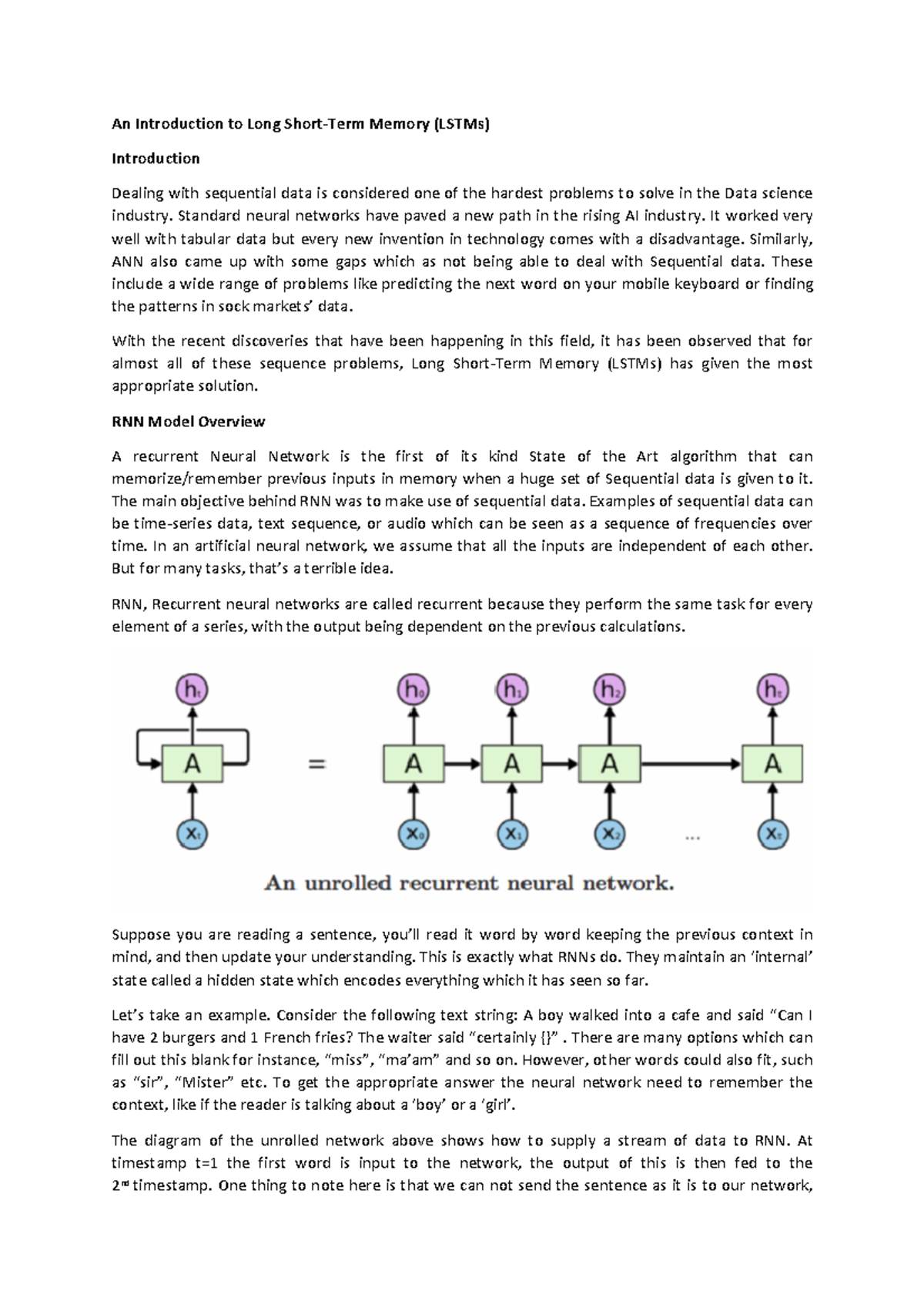 Unit3 Lstm Notes Lstms An Introduction To Long Short Term Memory Lstms Introduction