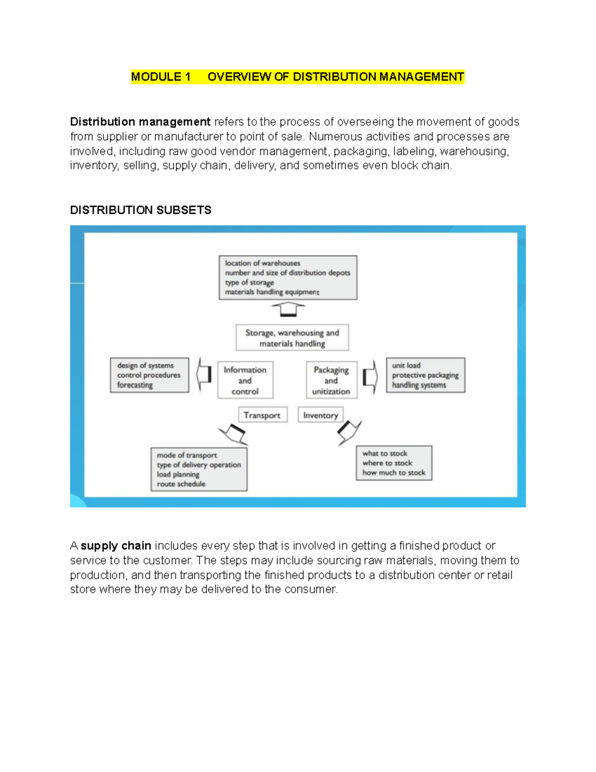 MKT114 - Distribution Management - Midterm Study Guide - Studocu