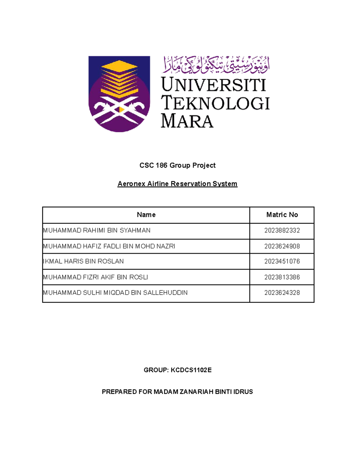 CSC 186 Final Project: Aeronex Airline Reservation System - Studocu