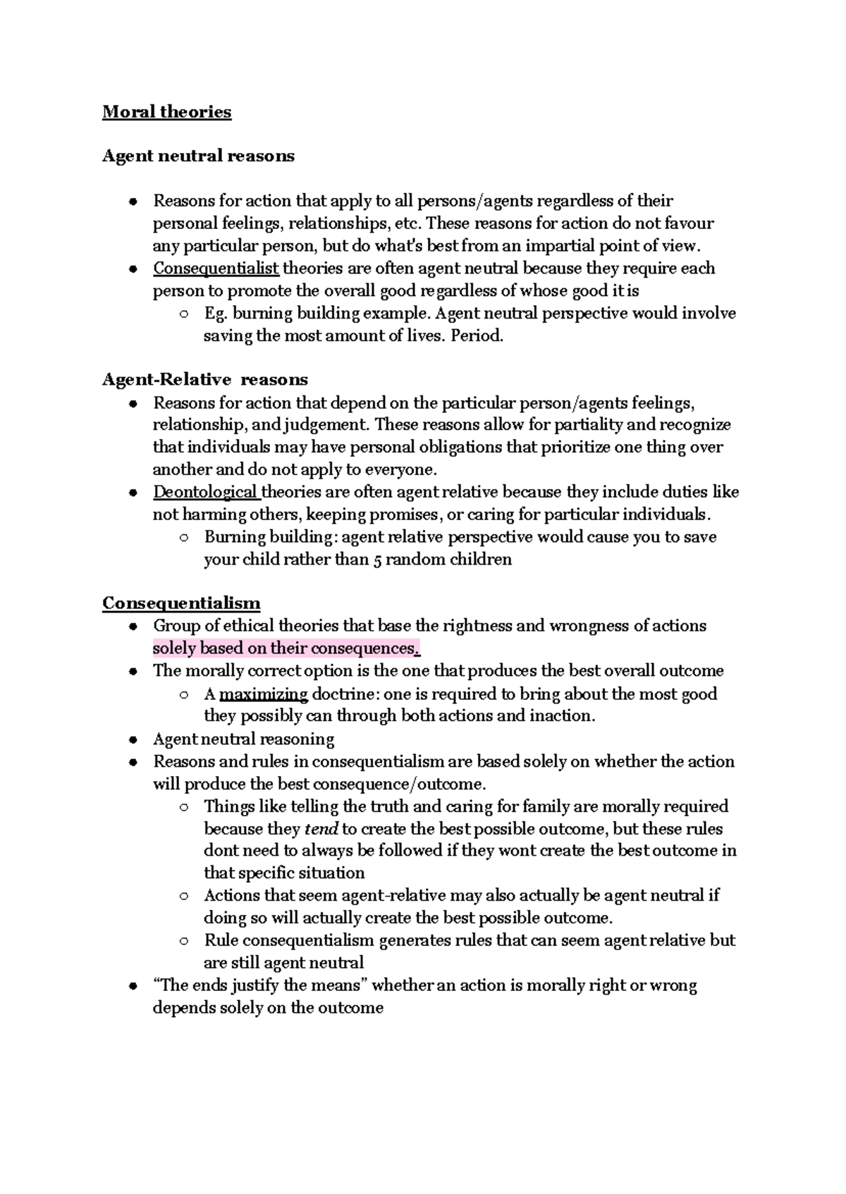 Philosophy Ethics Notes: Agent Neutral vs. Agent Relative Theories ...