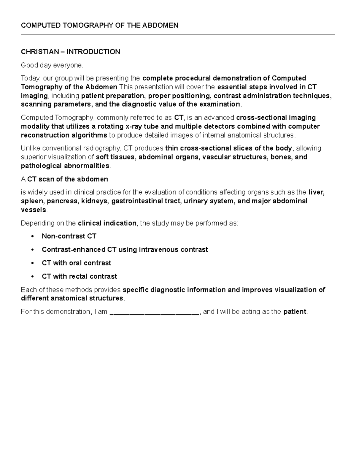CT of the Abdomen: Comprehensive Demo Study Notes - Studocu
