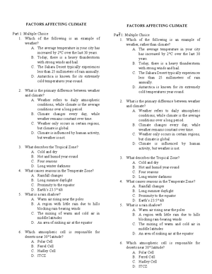 Factors affecting Climate- Lesson Plan 1 - I. OBJECTIVES A. Content ...