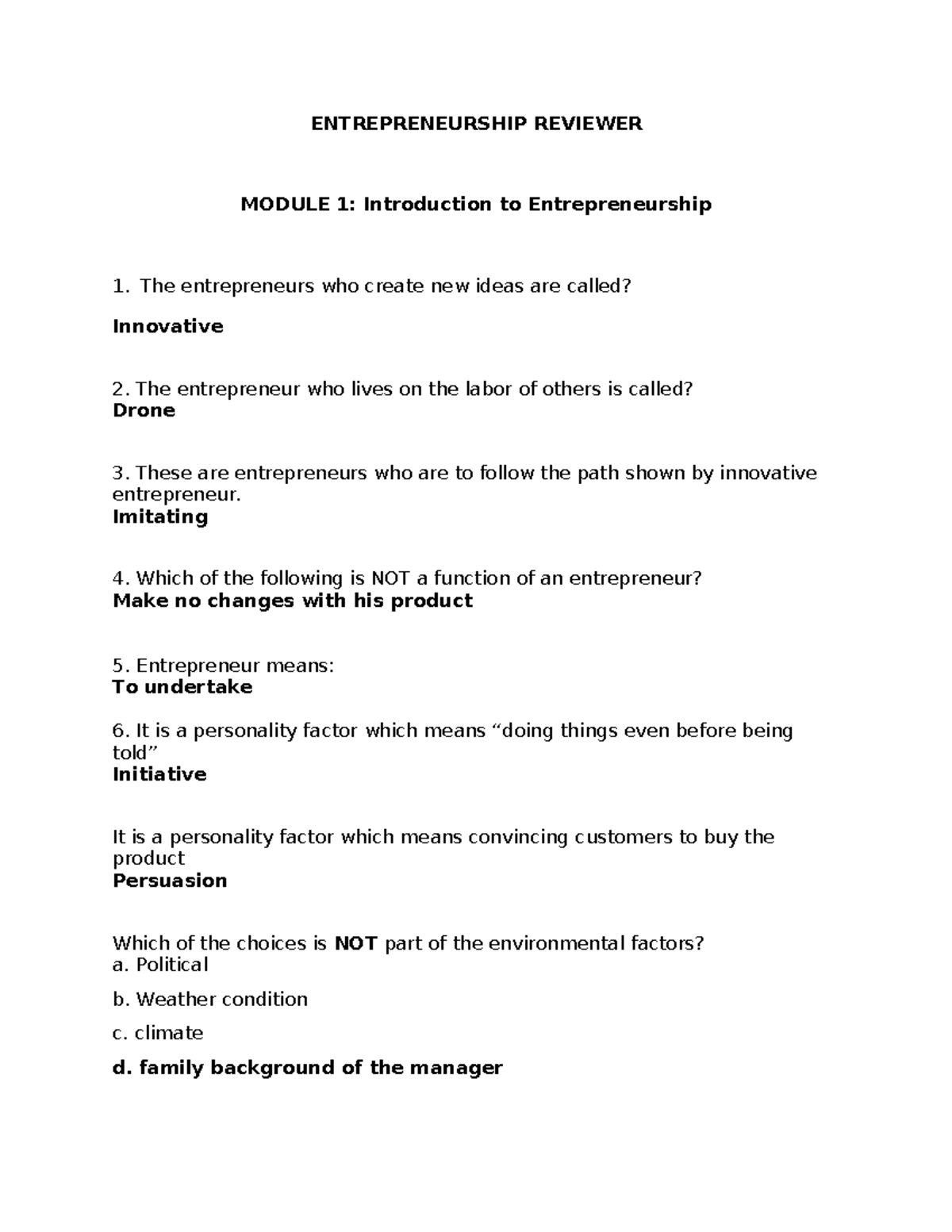 Entrep-Reviewer - reviewer for entrep - ENTREPRENEURSHIP REVIEWER ...