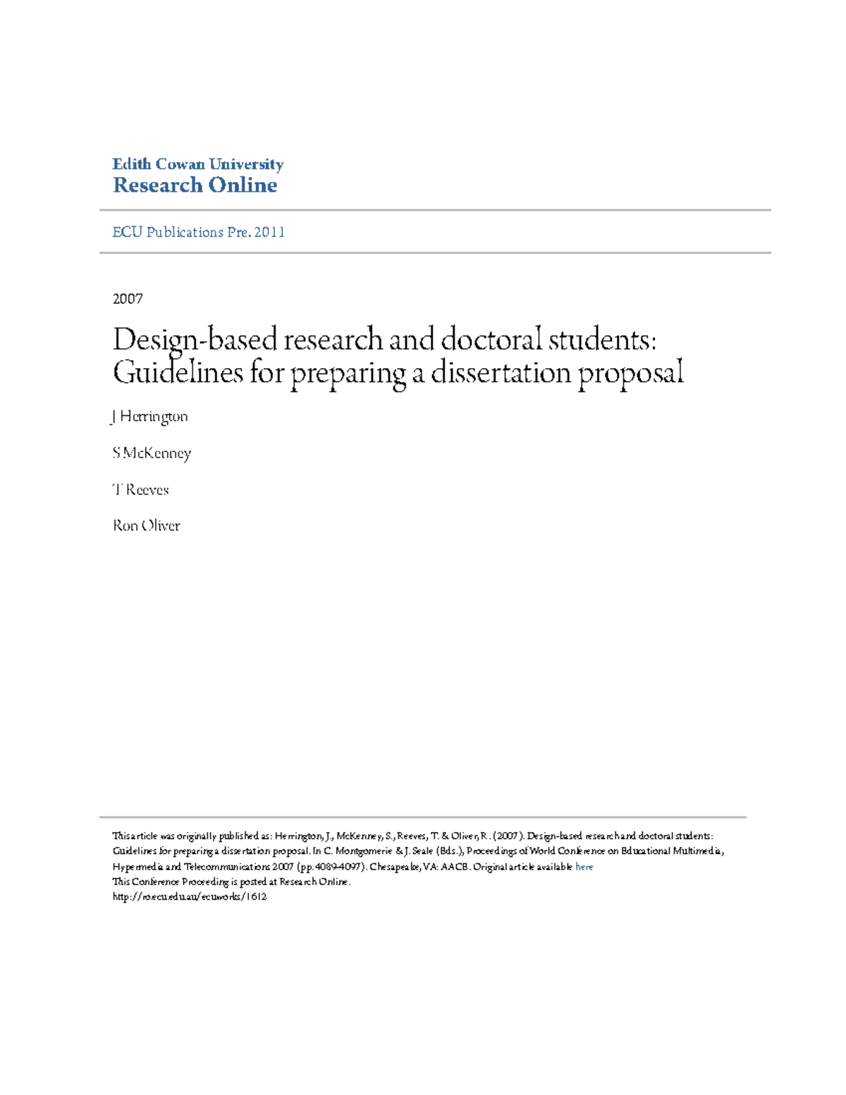 Design-Based Research Guidelines for Doctoral Students (EDU 2007) - Studocu