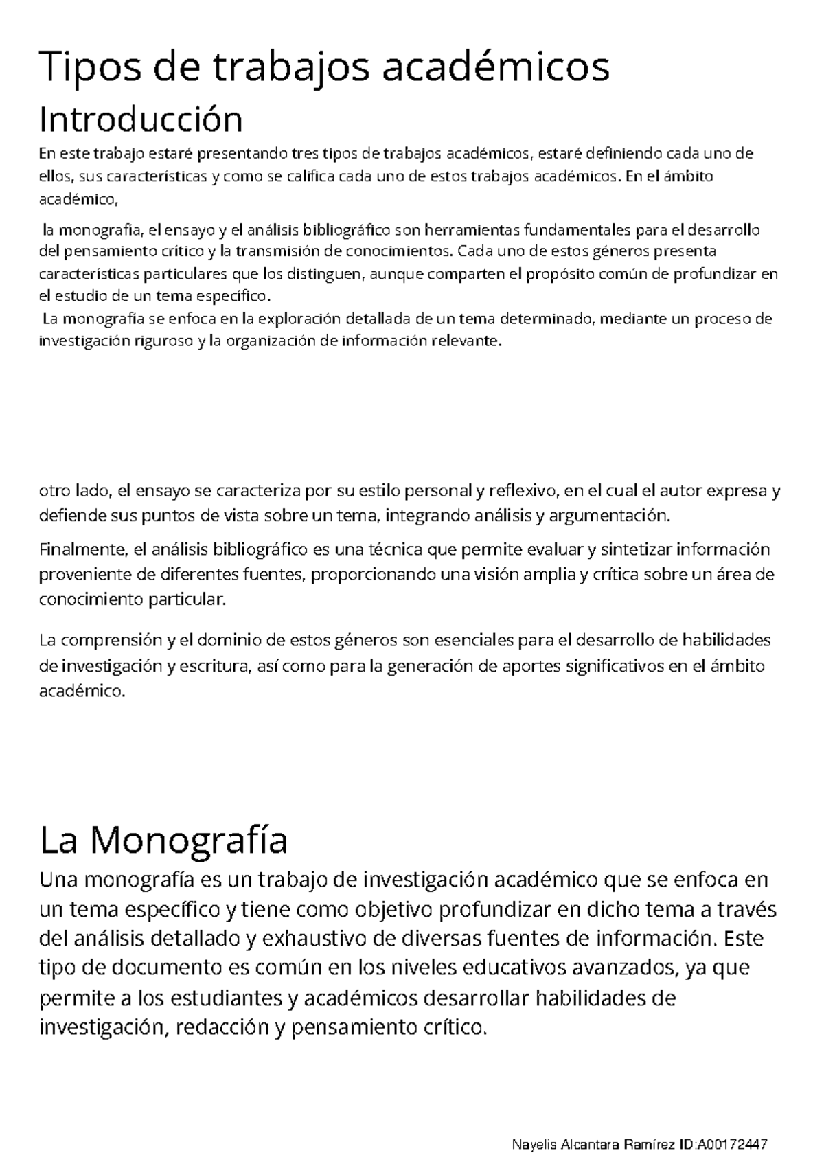 Unidad 2: Tipos de Trabajos Académicos y sus Características - Studocu