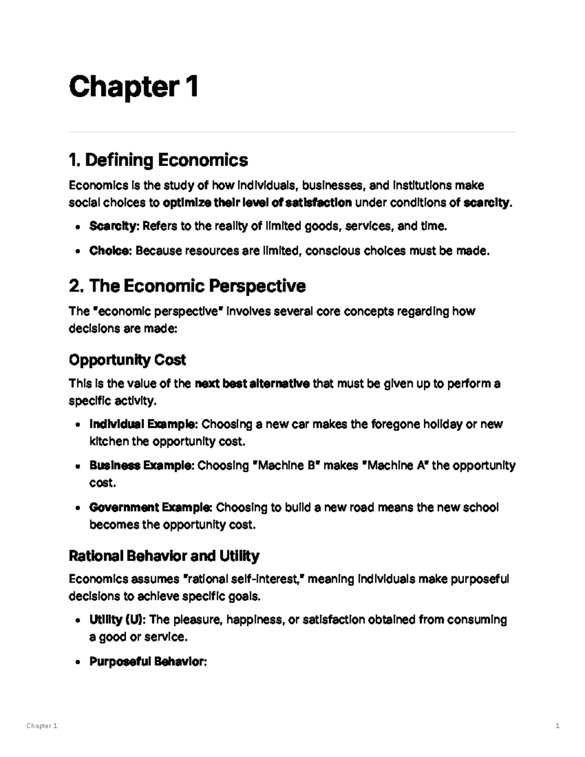 EKN Chapter 1: Introduction to Economic Principles and Concepts - Studocu
