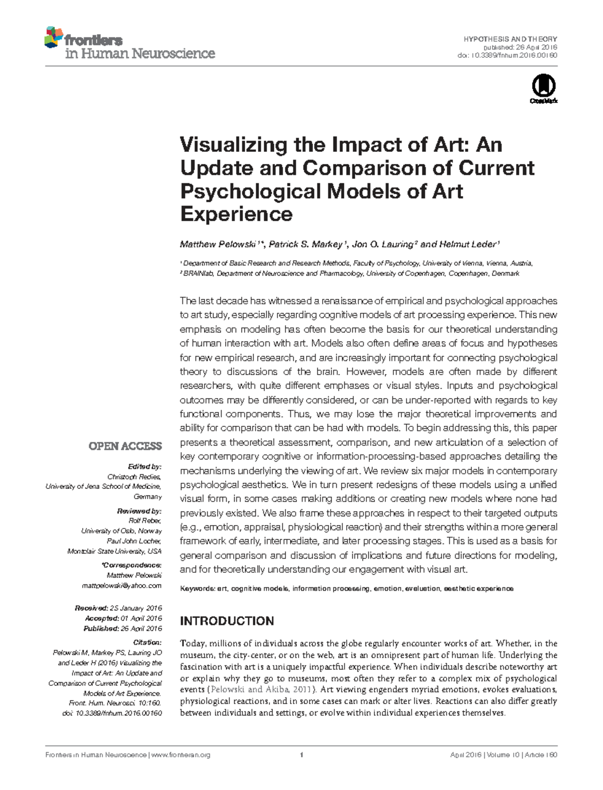 Visualizing the Impact of Art: Cognitive Models of Art Experience (PSY ...