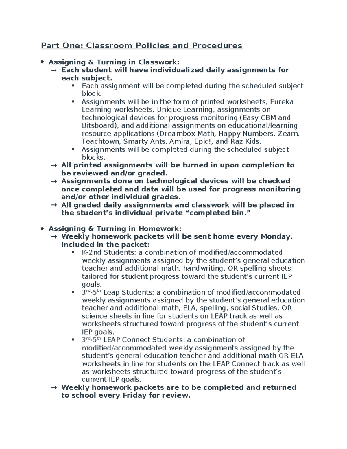 FERPA Procedures Assignment - Classroom Policies and Grading Framework ...
