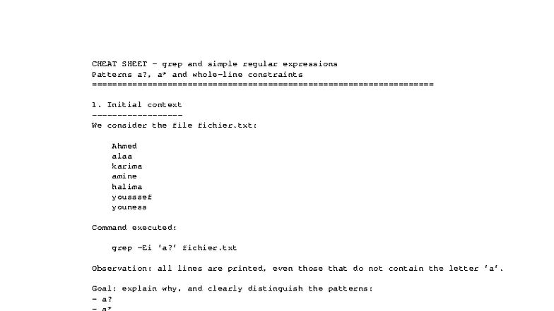 GREP Cheat Sheet: Understanding a? in Regex for EN-1111 - Studocu
