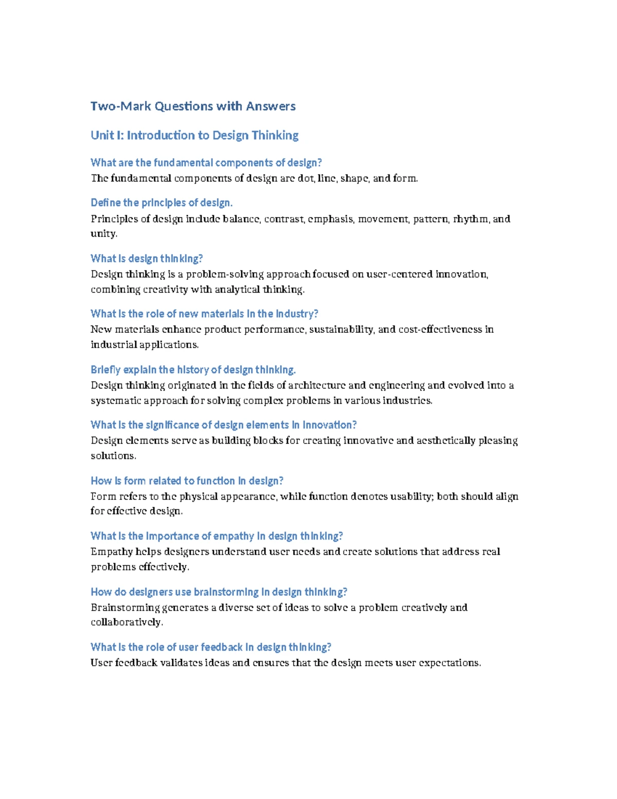 Design Thinking Q&A for Course DTH 101: Key Concepts & Applications ...