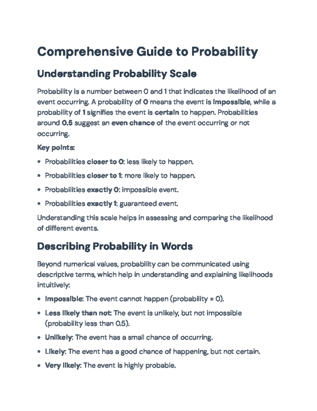 Comprehensive Guide to Probability Concepts and Calculations (MATH 101 ...