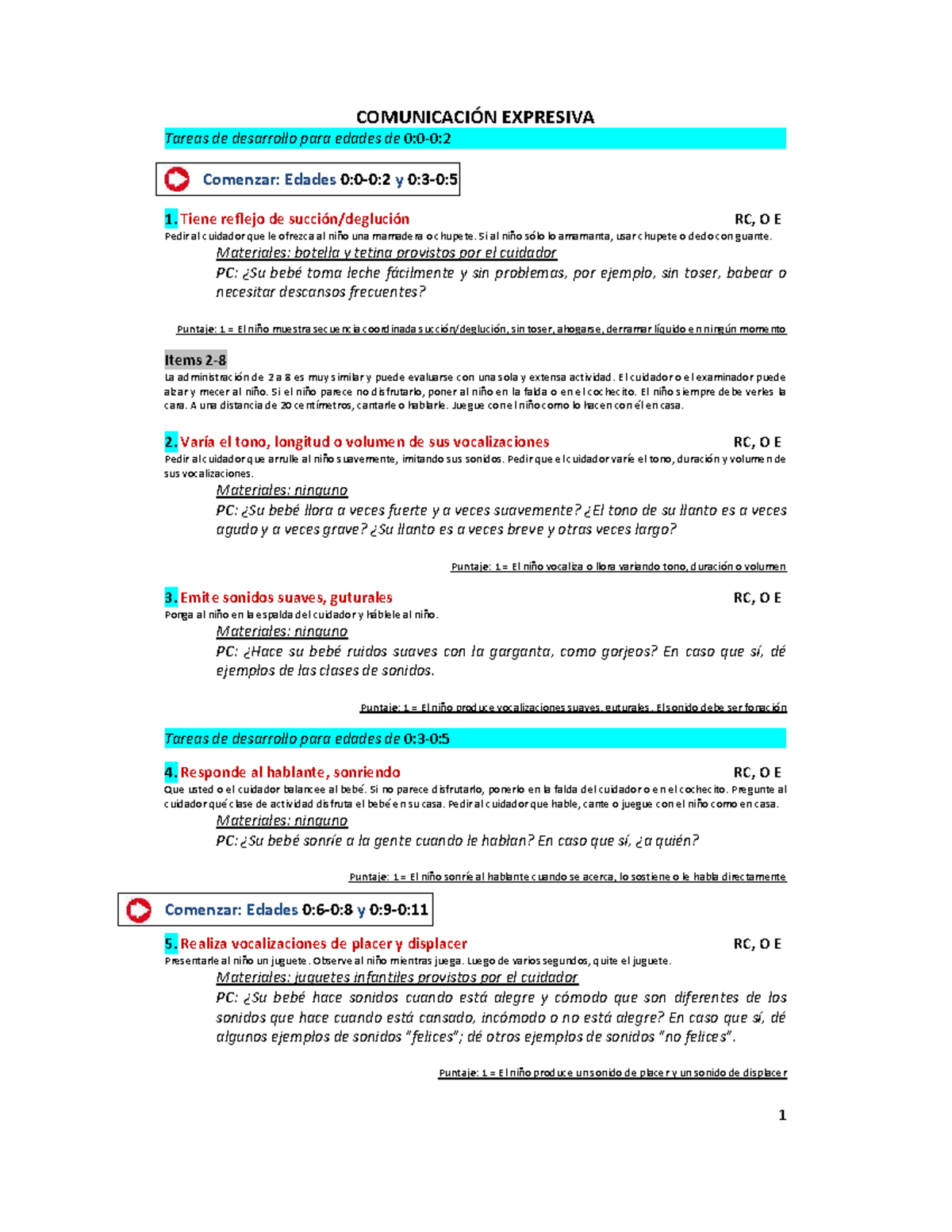 PLS-5 Protocolo de Comunicación Expresiva: Tareas de Desarrollo Infantil - Studocu
