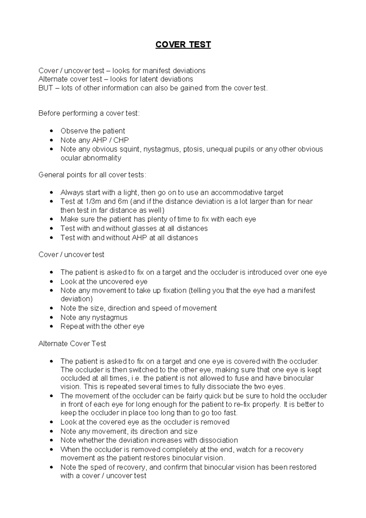 Covertestbasics - cover test - COVER TEST Cover / uncover test – looks ...
