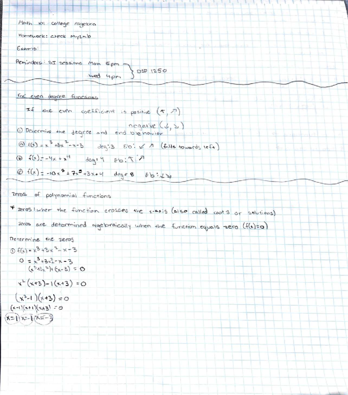 Analysis of Functions and Equations: Math 101 Midterm Review -:l:k V\e ...