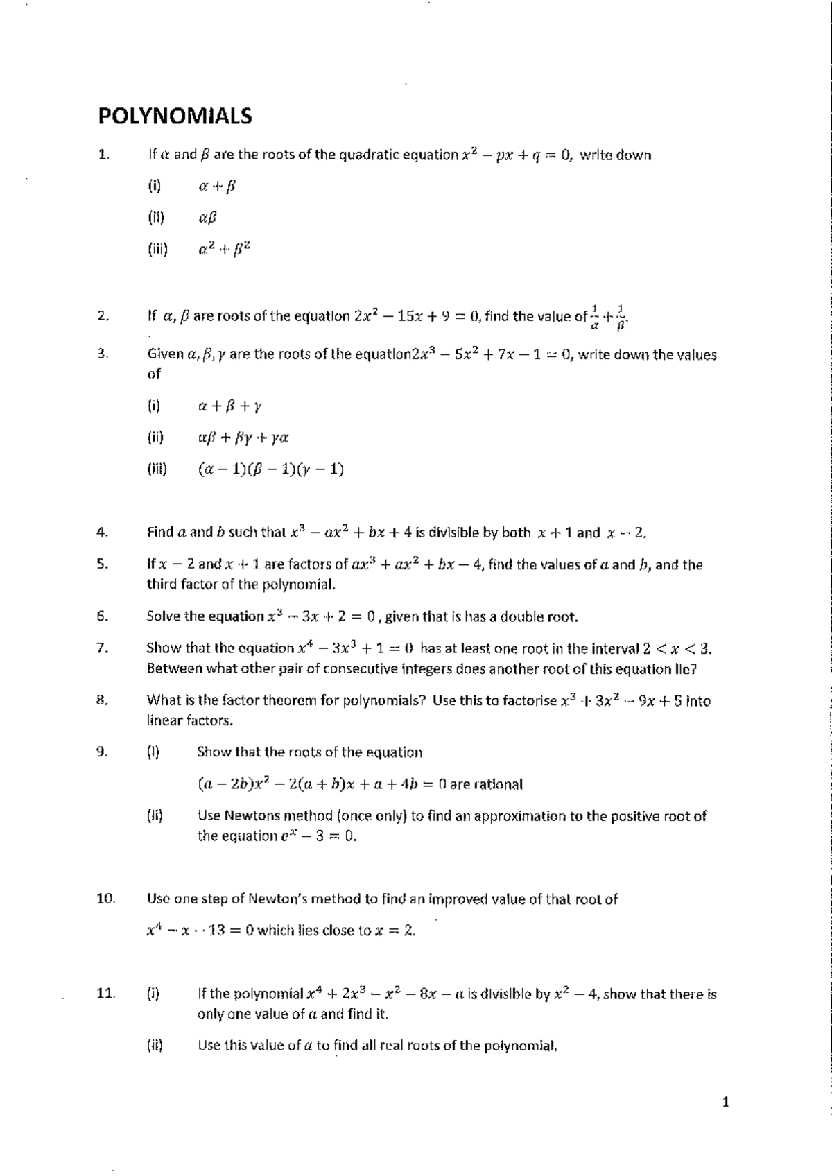 Polynomial Revision - Studocu
