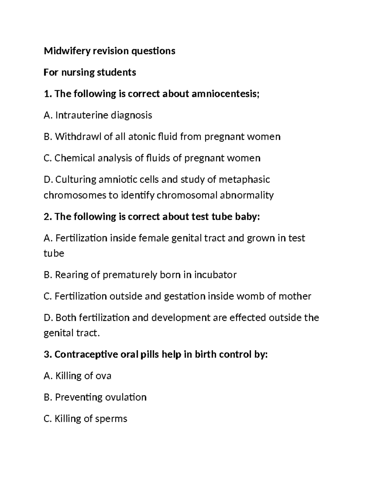 Midwifery Revision Questions for Nursing Students - Licensure Exam Prep ...