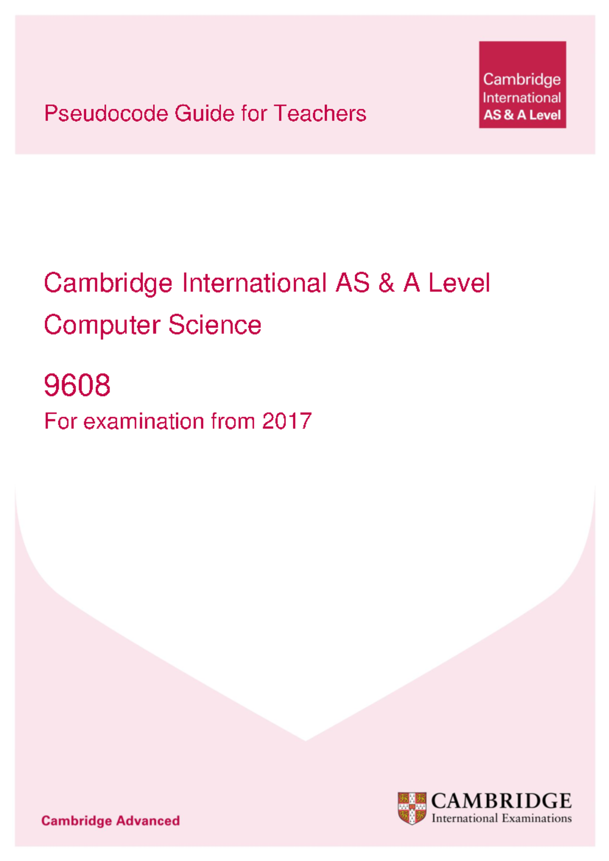 Cambridge International AS A Level Computer Science 9608 Pseudocode ...