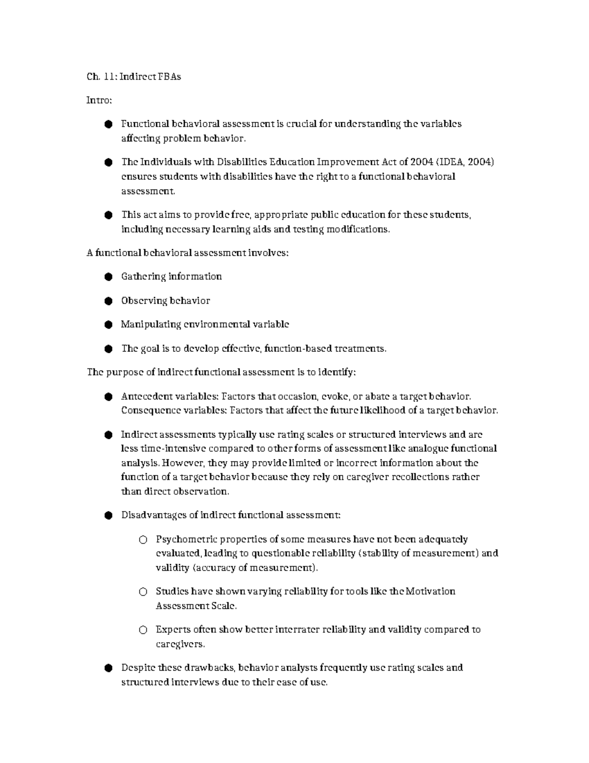 Ch. 11 & 12: Functional Behavioral Assessment - Indirect & Direct ...