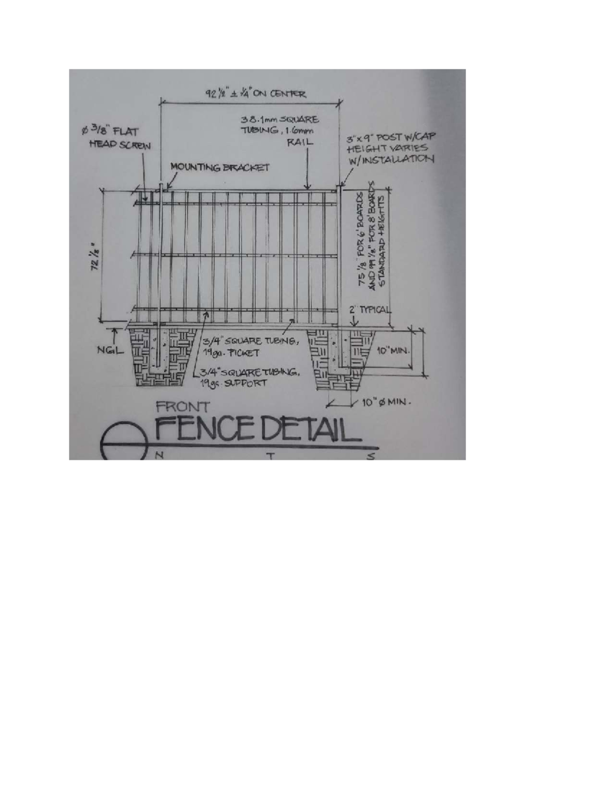 Detailed Specifications for 92'/2" Tubing and Mounting Bracket Design ...