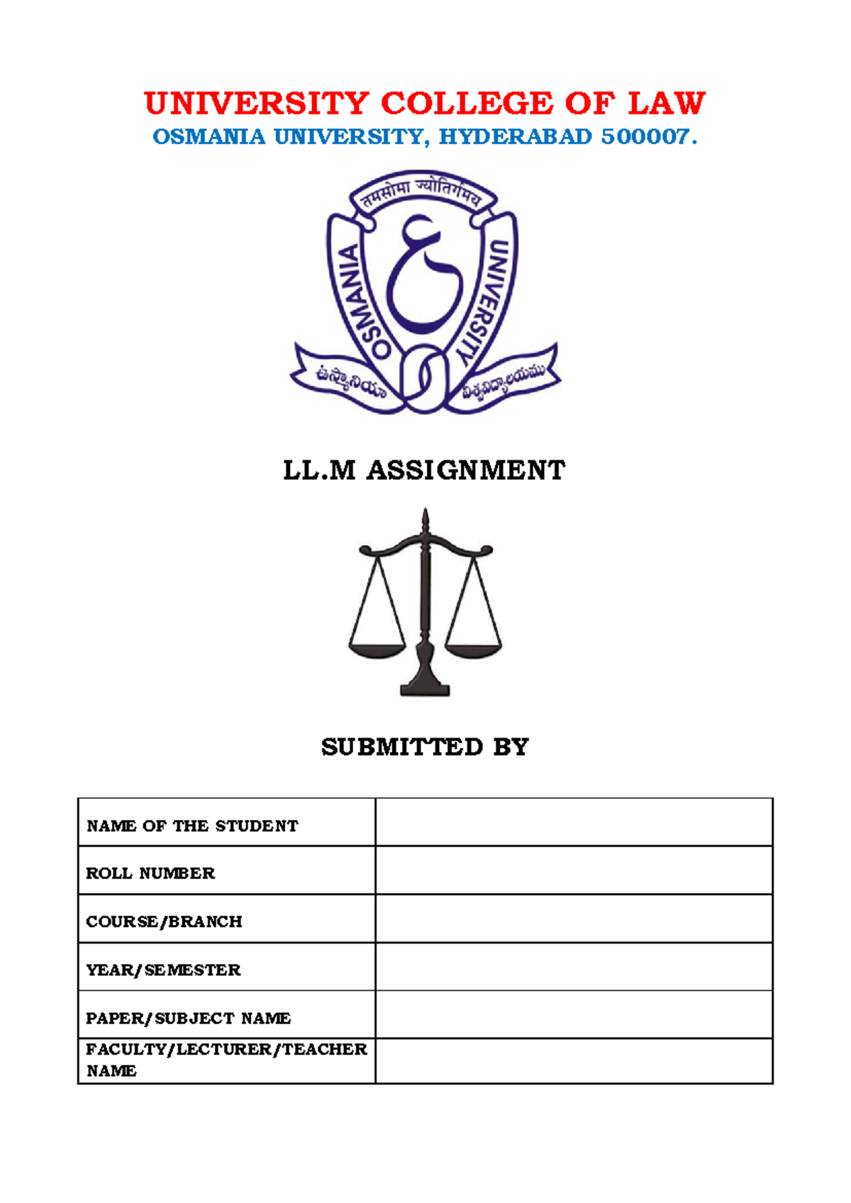 UCL Cover PAGE FOR @ Ssignment - LLM Labor & Employment laws ...