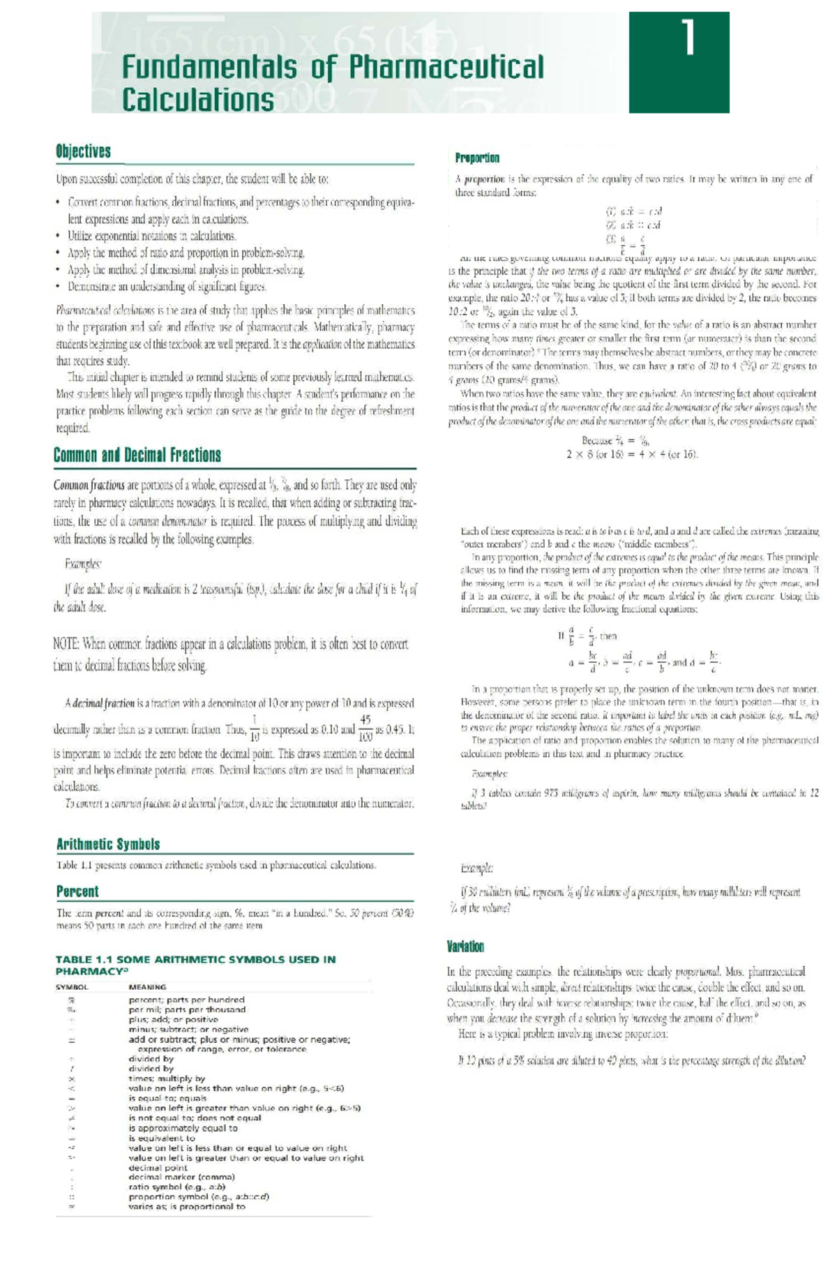 Fundamentals of Pharmaceutical Calculations: Study Notes for [Course ...
